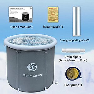 BINYUAN Ice Bath Tub for Athletes Portable Cold Plunge Tub Ice Bath Cold Plunge Tub Outdoor Ice Barrel Ice Bath Tub For Adults Cold Therapy Tub for Recovery Black (29.5"Φ x 26.8"H)