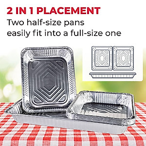 IDL Packaging Aluminum Foil Pans with Lids, Deep - 15 pc Chafing Dish Set - 5 Full Size and 10 Half Size Steam Table Pans + Lids - Disposable Cookware for Catering, Buffet, Party, BBQ