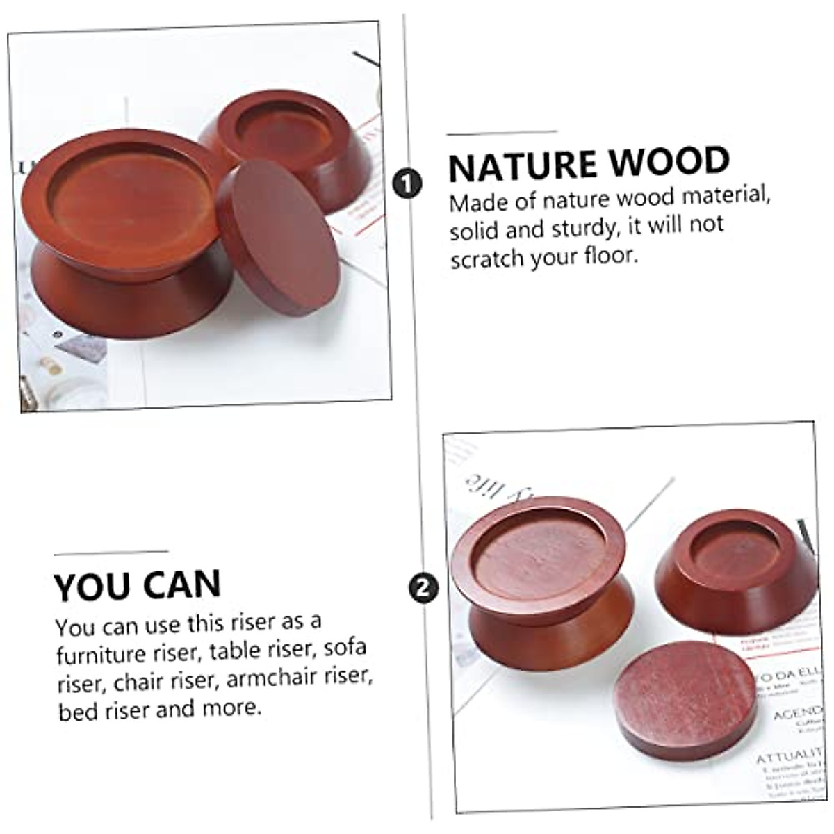 Floor Bed Frame 3pcs Furniture Booster Furniture Leg Pad Table Risers Solid Wood Bed Frame Furniture Lift Floor Sofa Furniture Lift Riser Furniture Foot Pads Bed Risers