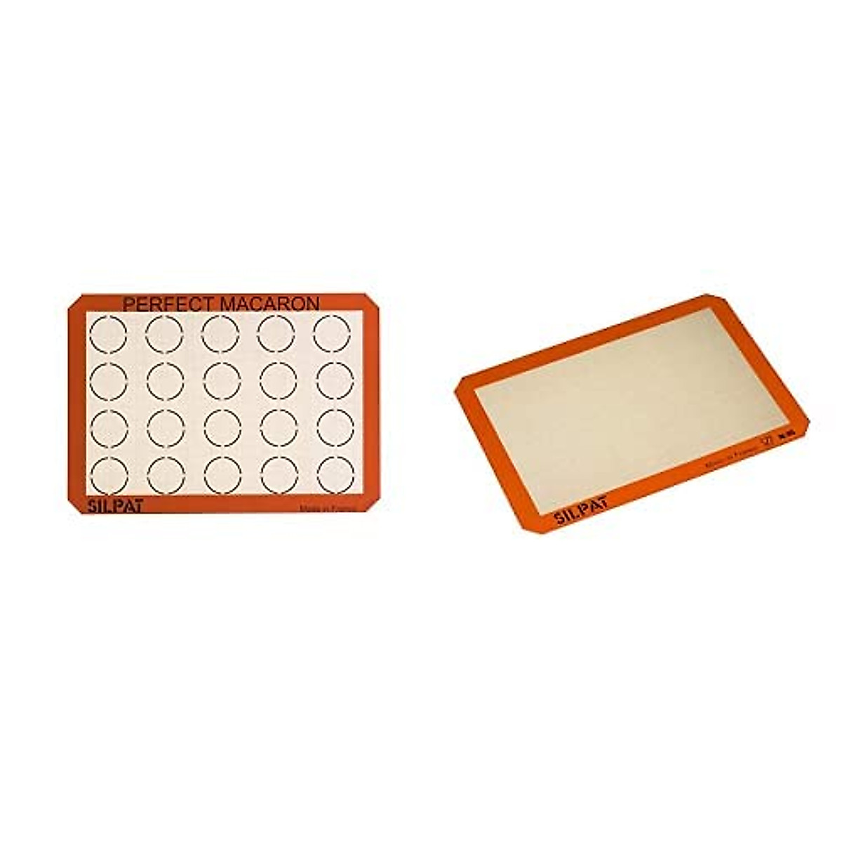SilPat French Baking Kit; Includes One Perfect Macaron Non-Stick Silicone Baking Mat and One Premium Non-Stick Silicone Baking Mat, Half Sheet Size, 11-5/8 x 16-1/2