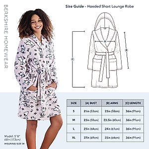Berkshire Blanket Peanuts® Snoopy VelvetLoft® Soft Lightweight Women Robes, Short Hooded Robe with Pockets, Gifts for Women(Peanuts Poses and Paws Lavender, Large)