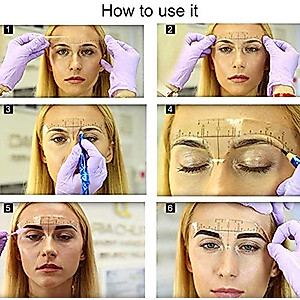 10/50/100 Pcs Disposable Eyebrow Ruler Sticker for Microblading, Adhesive Eyebrow Measurement Ruler, Eyebrow Ruler for Tattoo Makeup - Perfect Eyebrow Makeup Tool (100Pcs)