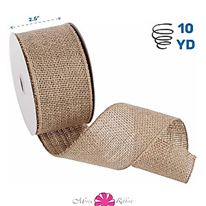 Morex Ribbon 1252.60/10-004 Burlap 2.5" X 10 YD Jute Wired Ribbon, Natural, Arts & Crafts Burlap Roll for Wedding Decor and Farmhouse Christmas Decor, Rustic Christmas Decorations Indoor Home Decor