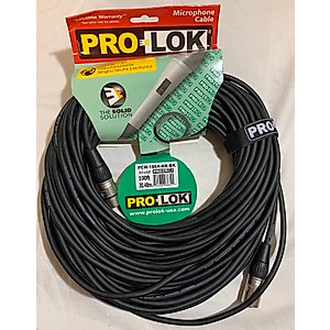 Pro-Lok PCM-100X-NK-BK | 100ft Microphone Cable | XLR to XLR | Black
