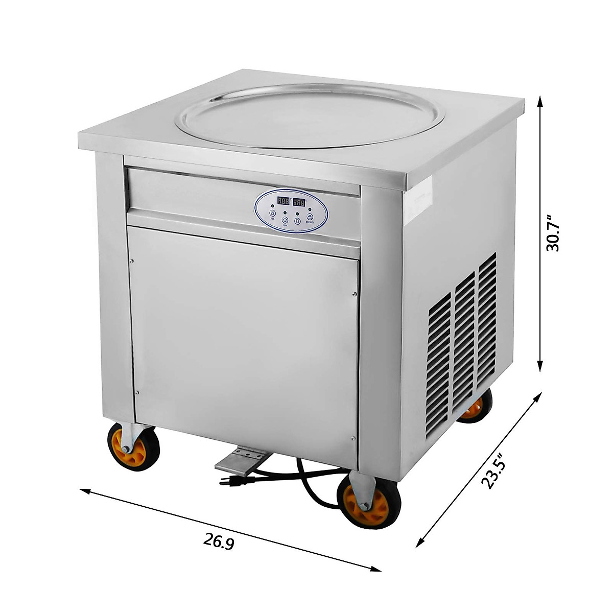 Happybuy Ice Cream Machine Maker 1800W Ice Cream Machine Commercial Flat Plate Electric Ice Cream Machine 19.7'' Squre Pan Ice Cream Roller Maker (Round Pan)