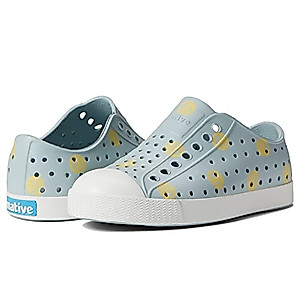Native Shoes Girl's Jefferson Print (Little Kid/Big Kid) Skip Blue/Shell White/Gone Bananas Scribble Dots 11 Little Kid M