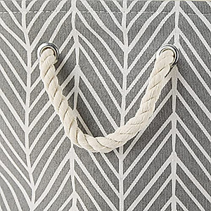 DII Polyester Container with Handles, Herringbone Storage Bin, Large Round, Small Square, Gray