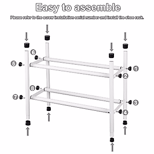 HEDOMII 2-Tier Expandable Shoe Rack | Heavy Duty Metal Shoes Organizer for Closet Entryway Cabinet | Adjustable Free Standing Shoe Racks Shelf Storage (White)