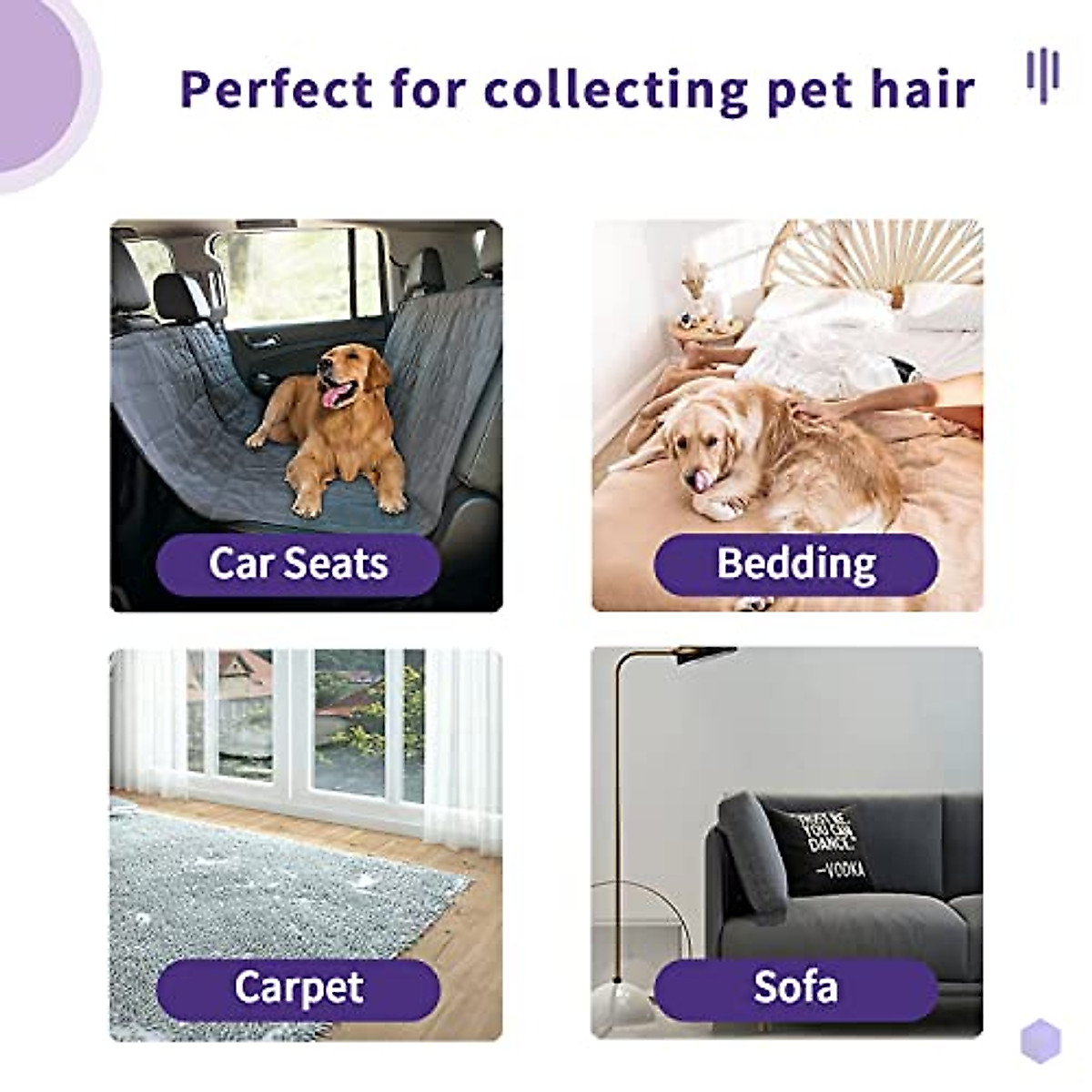 Mollypaws Pet Hair Remover for Furniture, Reusable Dog Cat Fur Removal Brush for Couch, Bedding, Non-Slip Handle Grip for Comfort Removal Experience, Upgrade Removing Tool for Cleaning