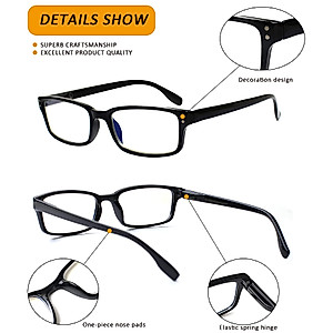 Kerecsen 4 Pack Reading Glasses for Women/Men Spring Hinges Readers Glasses Lightweight Eyeglasses (4 Pack Black, 1.75)
