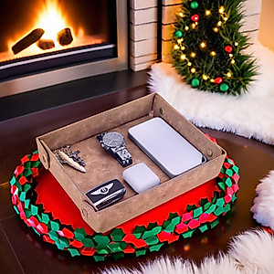 CASIRENA Father's Day Gifts Faux Leather Valet Tray Organizer for Men - Catch-All Tray for Entryway Table Key, Wallet, Watch, Coin Change, Phone, Dresser EDC Dump Jewelry, Bedside Nightstand Desk-top