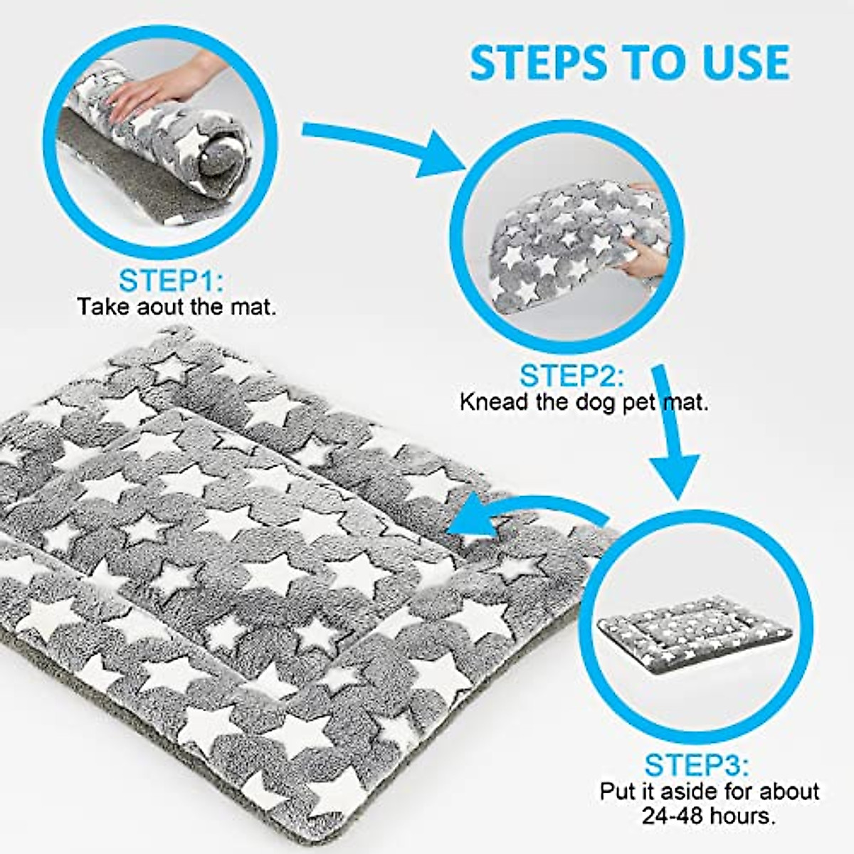 Kigmmro Dog Bed Mat, Reversible Dog Crate Pad for Medium Small Dogs, Machine Washable Pet Bed Pad for 22-inch Kennel, Portable and Soft Pet Bed Mat