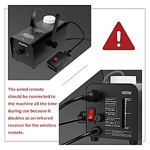 Theefun Fog Machine - 2000CFM Smoke Machine with Wired and Wirelss Remote Control - 400W Halloween Fog Machine with Handle for Christmas Wedding Party and Stage Effect(Size 9.06x4.33x4.53inch)