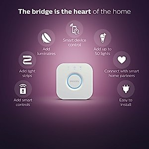 Philips Hue White and Color Ambiance A19 E26 LED Smart Bulb, Bluetooth & Zigbee & Bridge Smart Lighting Hub (Compatible with Amazon Alexa, Apple HomeKit and Google Assistant) - White
