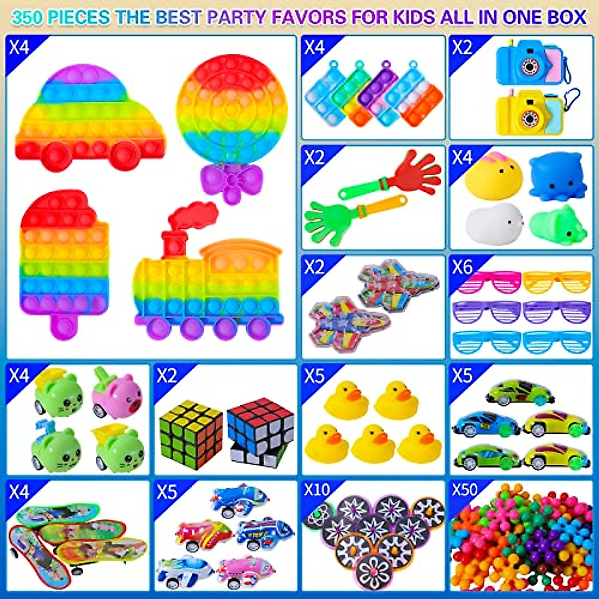 350 PCS Party Favors Toys for Kids, Easter Basket Stuffers, Fidget Toys Pack, Treasure Box toys for Classroom, Stocking Stuffers, Carnival Prizes, Goodie Bag Stuffers, Birthday Gift Bulk Toys for Boys and Girls