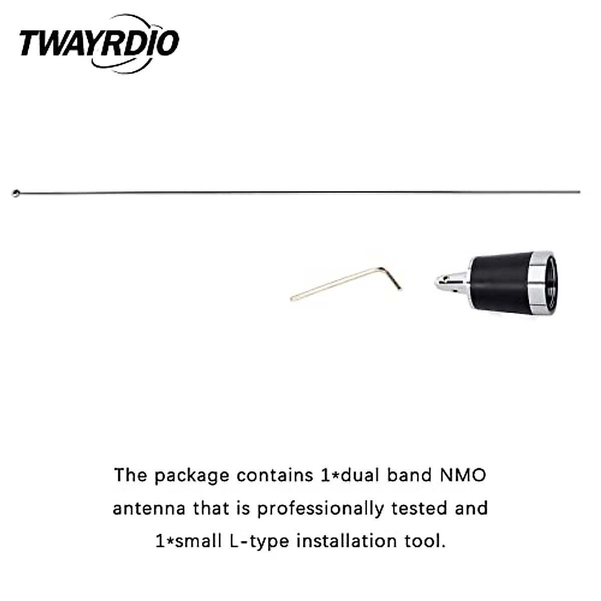 TWAYRDIO NMO Dual Band Antenna, 144MHz VHF and 430MHz UHF Two Way Antenna for Motorola Kenwood Icom Vertex Blackbox HYT Hytera Mobile Radios, Requires NMO Mount