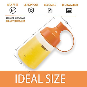 TOCKONIMN Condiment Squeeze Squirt Bottles for Sauces Plastic - (4pcs, 6oz) Ketchup Bottles with Top for Paint Cooking Liquids Sauce Dispenser Kitchen Food Bbq Pancake Drizzle Mustard Icing Clear