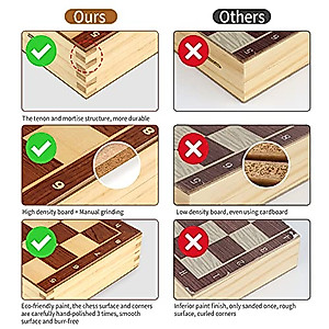 Wooden Chess Set for Adults, Portable Chess Board Folding Magnetic Chess Sets Boards Game for Beginners Travel Chess Piece Set with Portable Storage Board