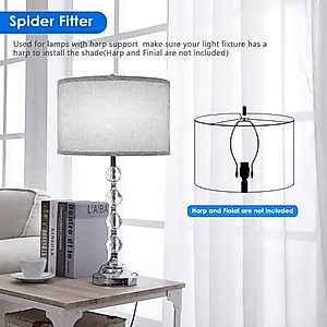 Drum Lampshades 12.6" Top x 12.6" Bottom x 8" High, Easy Assembly Replacement Lamp Shades for Table & Floor Lamps Natural Linen Beige Lampshades Spider Fitter, Set of 2