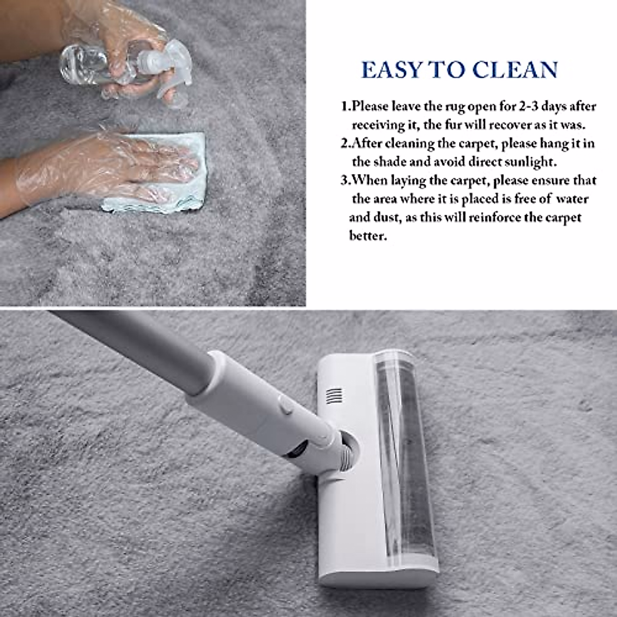 Vamcheer Faux Rabbit Fur Rug - 2x6 Feet Super Soft Fur Bedside Rugs, Light Grey 800GSM Comfy Fluffy Shaggy Furry Area Rugs for Bedroom Floor Sofa Living Room, Non-Slip Plush Fuzzy Runner Rugs Carpet