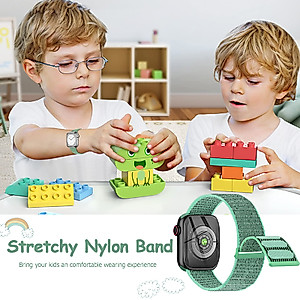 3-Pack Sport Loop Band Compatible for Kids Apple Watch Band 42mm(Series 10) 41mm 40mm 38mm, Nylon Braided Strap Bracelet for iWatch Series10/ 9/8/7/SE/SE2/6/5/4/3/2/1for Boys Girls,Black+Green+Blue