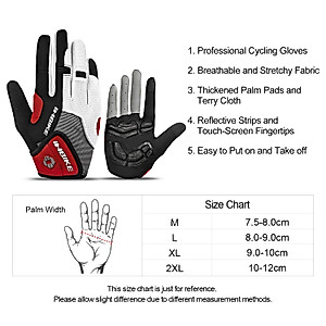 INBIKE 5mm Gel Pad Full Finger Gloves Men for Workout Gym Fitness Outdoor Red Large