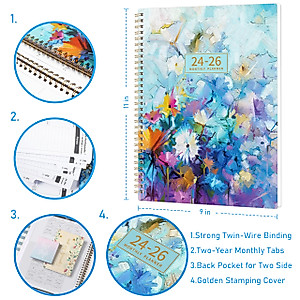 2023-2024 Monthly Planner/Calendar - Monthly Planner 2023-2024 with Two-Side Pocket, January 2023-December 2024, 9" x 11", Two Years Monthly Planner, Flexible Cover, Perfect Organizer