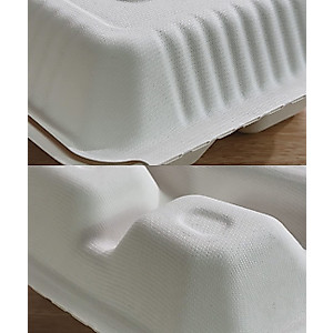 Elsjoy 90 Pack 9"x 6" Clamshell Take Out Containers, 2 Compartment Compostable Hinged Food Containers Disposable To Go Boxes, Sugar Cane Takeaway Boxes for Restaurant, Party, Microwave Safe