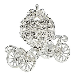 NUOBESTY Crystal Pumpkin Carriage Trinket Box Rhinestone Princess Cinderella Carriage Jewelry Box Hand Painted Jewelry Display Organizer Collectible Figurine Ornament for Women