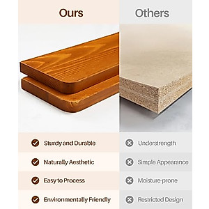 SUMGAR 24 Inch Floating Shelves for Wall Mounted Shelving Unit All Pine Wood 2 Tier Large Shelf for Bedroom Living Room Office Bathroom Home Decoration Storage Plant Photo Display Mid Century Modern