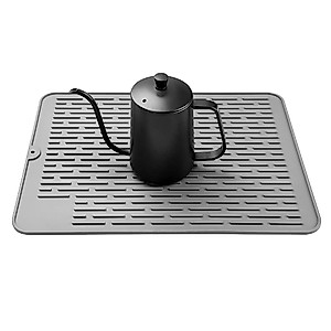 Olodeer Silicone Dish Drying Mat - 16"x12" - Kitchen Counter Mat,Dish Draining Mat,Sink Mat,Dishwasher Safe,Heat Resistant,Eco-Friendly.Black