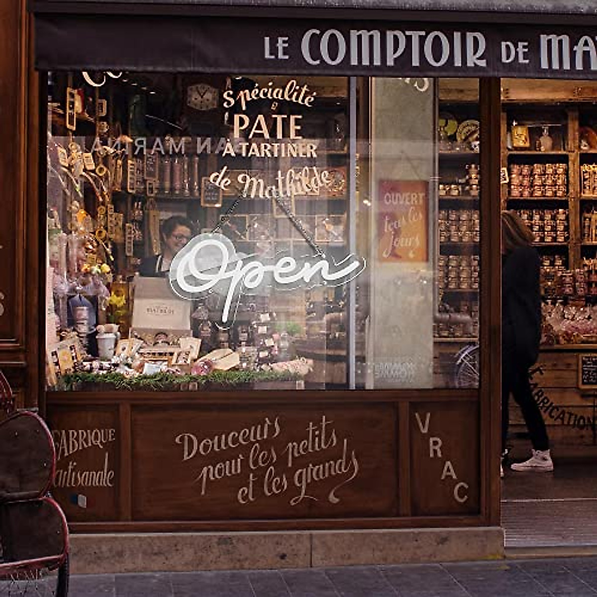 Open Signs for Business, 15"x 7.3" LED Neon Open Sign with Remote ON/OFF Switch Adjustable Brightness Open Neon Signs for Restaurant Bar Salon Stores Hotel Wall Decor Light Open Sign (White)