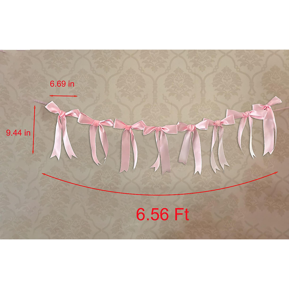 Bow Garland Banner for Bachelorette Party Decorations, Pink Coquette Birthday Party, Bow Party Decor Banner for Bridal Shower, Wedding Favors, Party Supplies, Engagement Supplies
