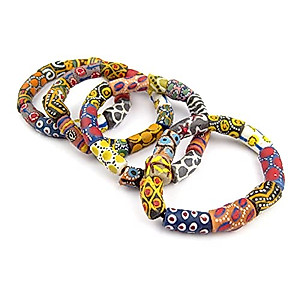 TheBeadChest African Bead Stretch Bracelet, Made in Ghana by Krobo Artisans, Unisex, African Trade Bead Style, Traditional