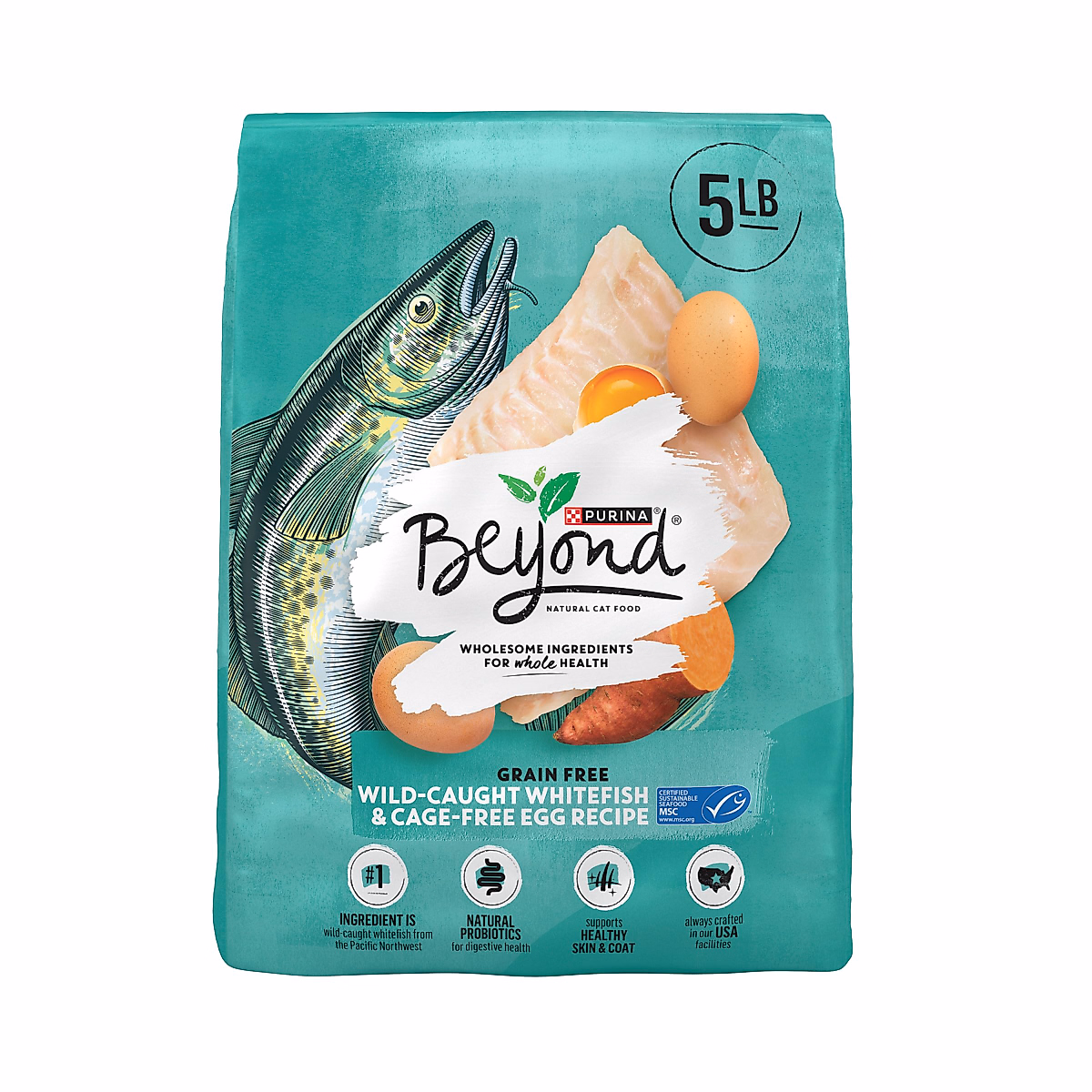 Purina Beyond Grain Free, Natural Dry Cat Food, Simply Grain Free Wild Caught Whitefish & Cage Free Egg Recipe - 5 lb. Bag