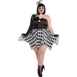 Women's Black and White Naughty Jester Costume Set - Small (2-4) - Fun and Flirty Party Wear Perfect for Halloween and Themed Party Fun