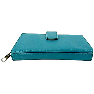 RFID-Blocking Purse - Womens Wallets RFID Blocking - Womens Crossbody Leather Purse - Zip Around Womens Clutch Wallet - Teal, L9312