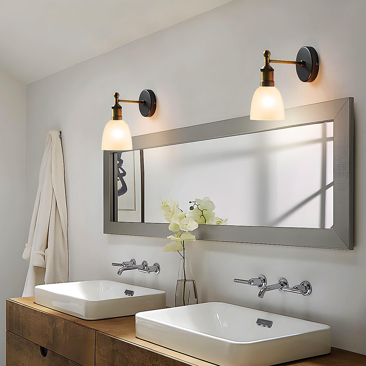 YOUROKE 4-Pack Ceiling Fans Glass Shade Covers, Lampshade Replacements Bell Shaped White Frosted Glass, 1.65 In Fitter 5 In Height, Glass Shade Replacement for Chandelier Wall Sconces Lights