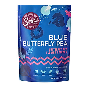 Suncore Foods Blue Butterfly Pea Powder, Blue Food Coloring Powder, Gluten-Free, Non-GMO, 3.5oz (1 Pack)