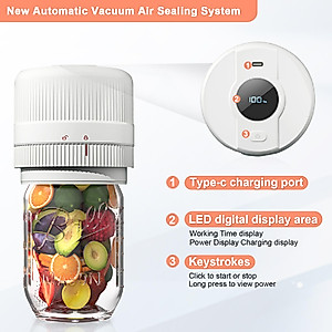 Electric Mason Jar Vacuum Sealer-Mason Jar Vacuum Sealer Kit for Food Storage Compatible Wide & Regular Mouth Mason lids- Canning Vacuum Sealer Mason Jar with LED Display -White