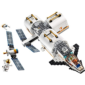 LEGO City Space Lunar Space Station 60227 Space Station Building Set with Toy Shuttle, Detachable Satellite and Astronaut Minifigures, Popular Space Gift (412 Pieces)