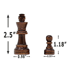 DA VINCI Staunton Wood Chess Pieces 32 Chessmen and Storage Bag (2.5 Inch King)