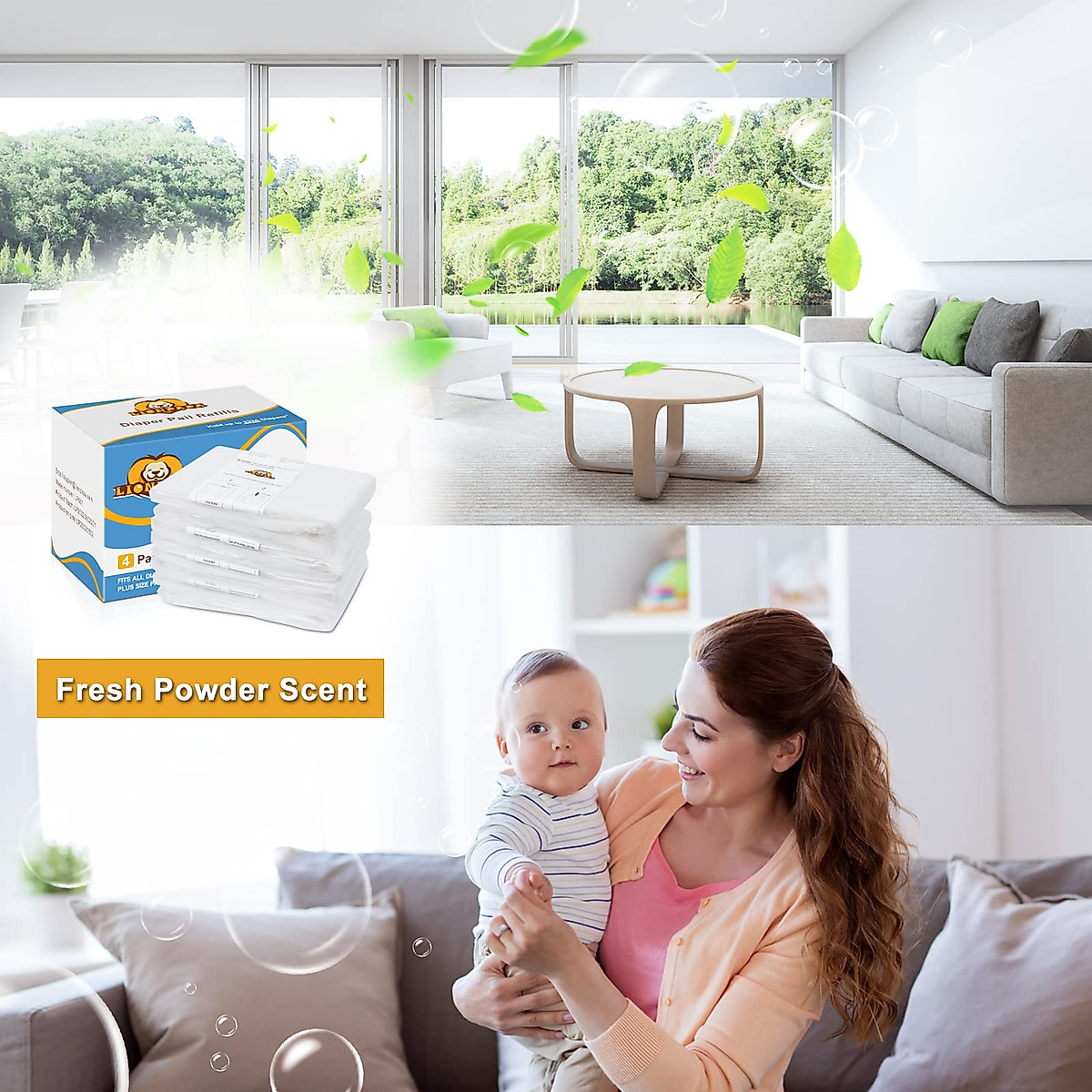 Lionpapa Refills Compatible with Dekor Plus Diaper Pails,4 Pack