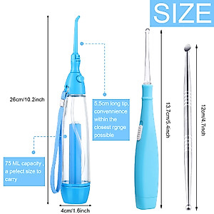 Patelai Tonsil Stone Remover Kit, 1 Manual Pump Type Low Pressure Irrigator Oral, 1 Tonsil Stone Remover with LED Light, 1 Stainless Steel Tonsil Stone Removal Tools to Get Rid of Bad Breath(Blue)