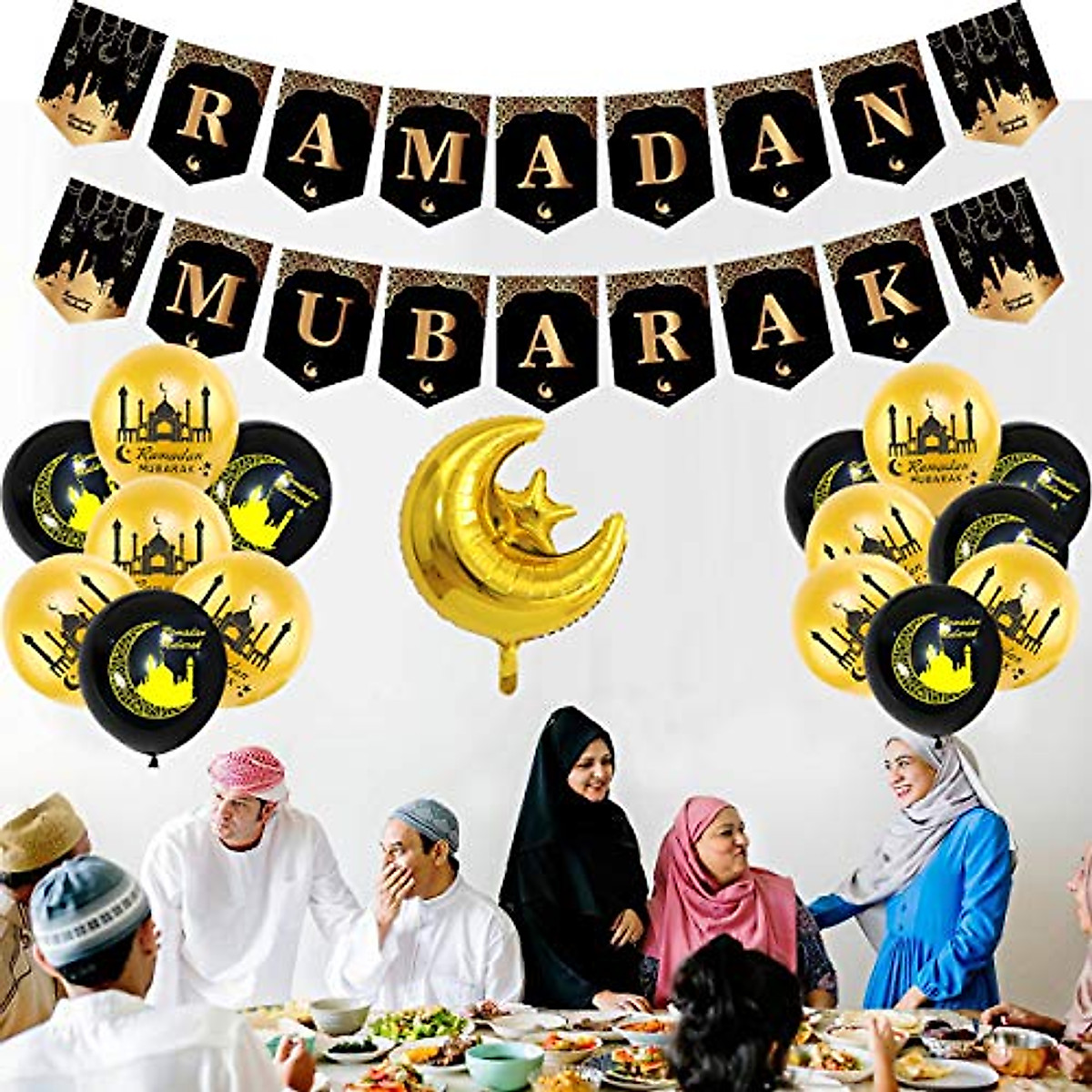 Ramadan Mubarak Decorations Ramadan Mubarak Banner Plus Ramadan Mubarak Balloons for Ramadan Party Decorations Mubarak Home Decorations