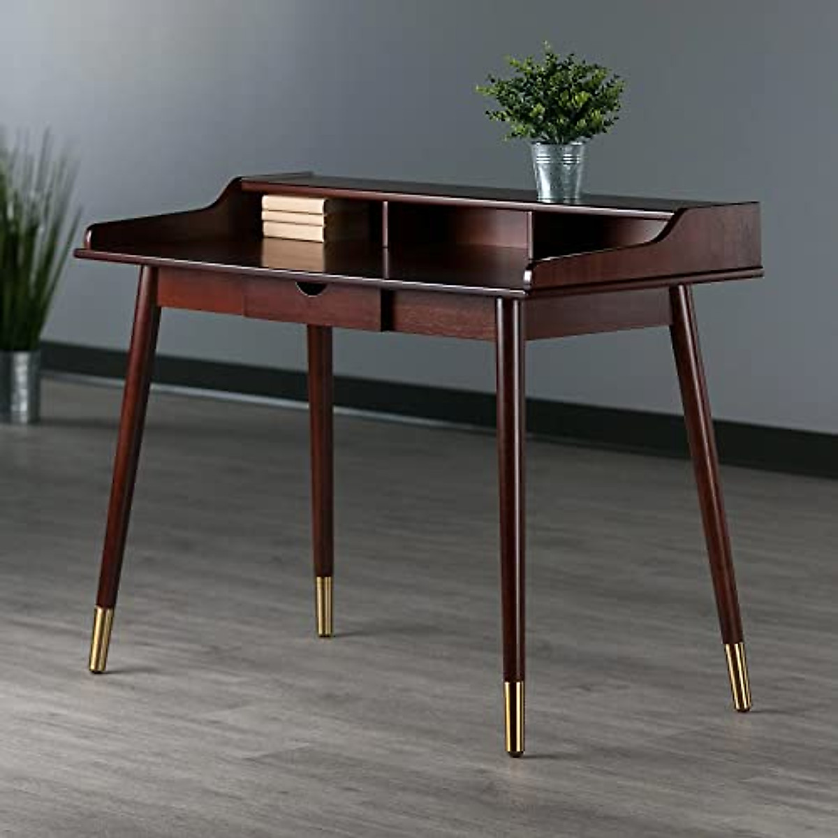Winsome Wood Sonja Writing Desk, Walnut, 47.2"W x 22"D x 34"H