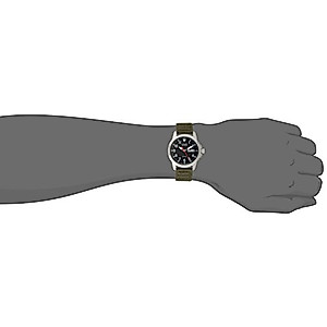 Citizen Men's Eco-Drive Weekender Garrison Field Watch in Stainless Steel with Olive Nylon strap, Black Dial (Model: BM8180-03E)