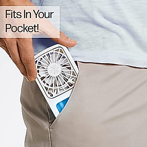 Arctic Air Portable Fan, Pocket Chill Handheld Mini Fan, Rechargeable Personal Air Cooler with Hydro-Chill Technology, 3 Speeds & Built-in-Kickstand, Cordless for Travel, Indoor or Outdoor Use