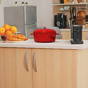 6 Quart Enameled Cast Iron Dutch Oven Pot with Lid — Round Enamel Coating, Safe up to 500° F, Dual Side Handles, Ideal for Baking, Roasting and Cooking — Oven Compatible & Easy to Clean — Red