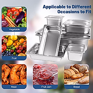 Restlrious Hotel Pan Full Size Stainless Steel Steam Table Pan, 2.6’’ Deep Chafer Food Pan, Pack of 6 Stackable Anti-Jam Steam Pan for Hotel, Restaurant Supplies, Party, Buffet and Event Catering